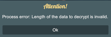 Network Error / Process error: Length of the data to decrypt is invalid. Security check infinite ...
